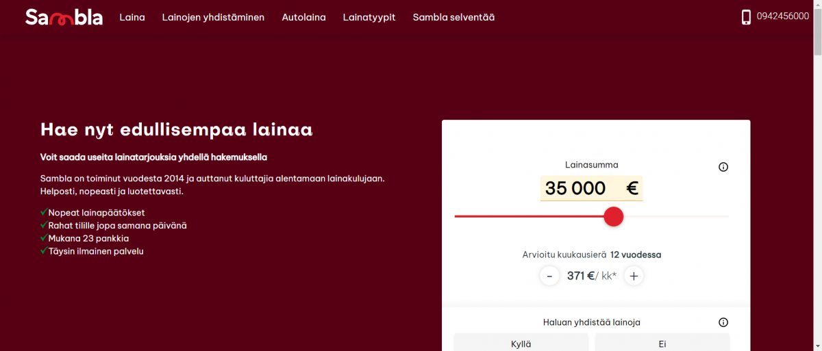 Sambla Kokemuksia (2025) - Joustoluottoja.fi